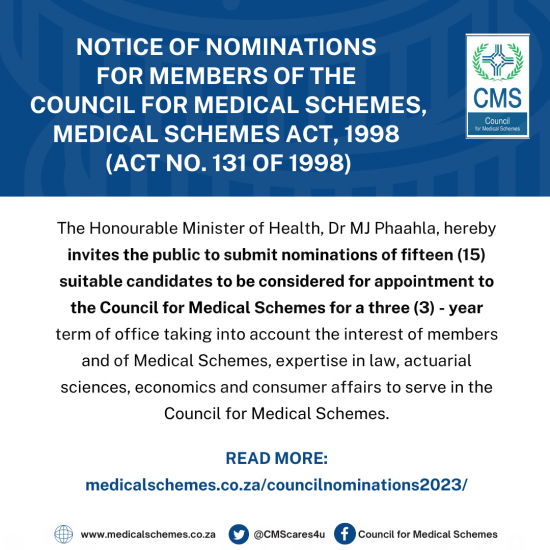 Notice of Nominations for Members of the Council for Medical Schemes ...