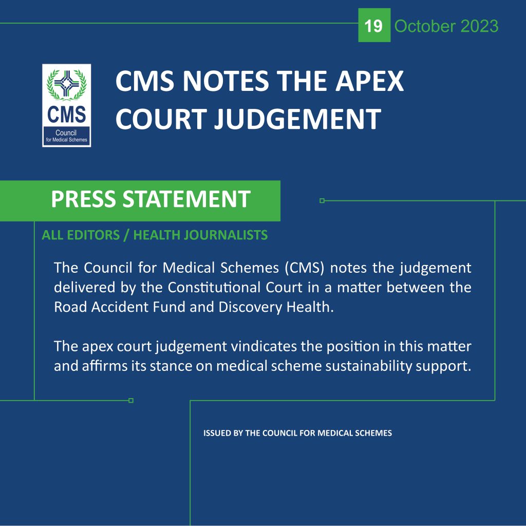 CMS notes the APEX Court judgement | Council for Medical Schemes